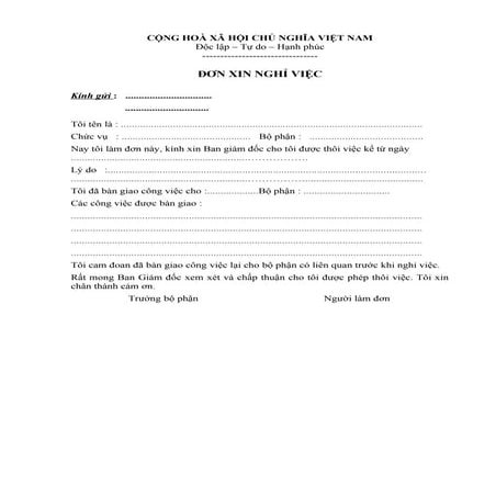 Don+xin+nghi+viec | PDF