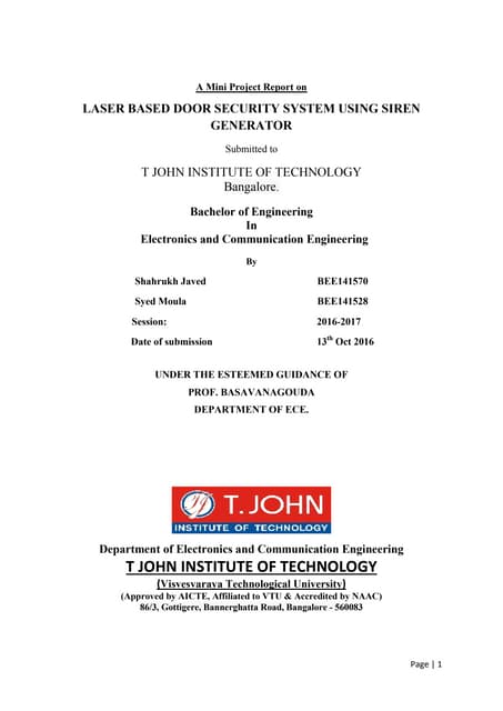 Laser security system | PPTX