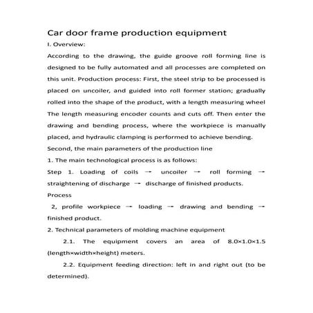 Automatic door frame forming machine manufacturer | PDF