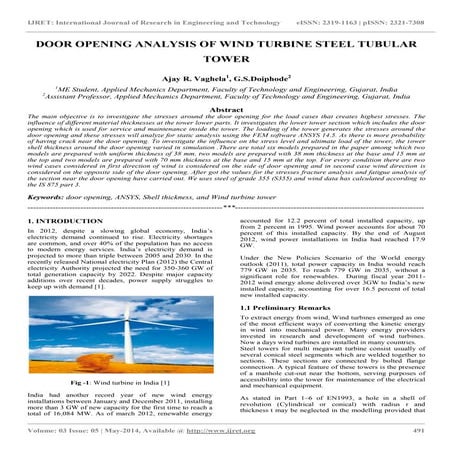 Door opening analysis of wind turbine steel tubular tower | PDF