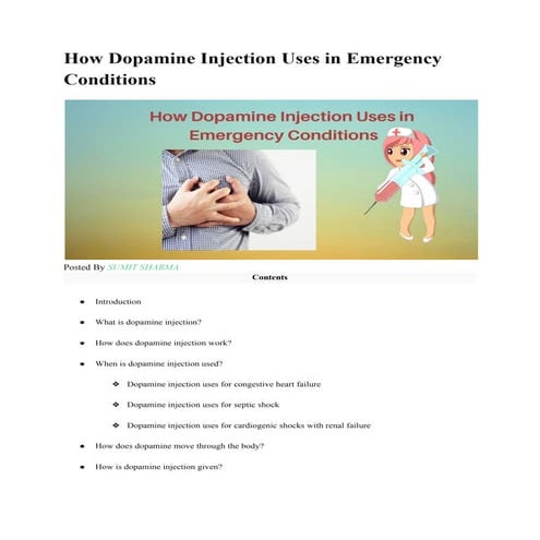 Dopamine injection uses.pdf.pdf | First Aid | Injuries