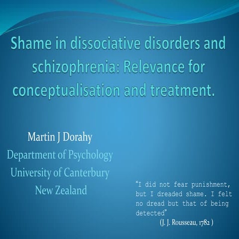 Shame in Dissociative Disorders and Schizophrenia | PPTX