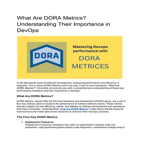 What Are DORA Metrics? Understanding Their Importance in DevOps | PDF