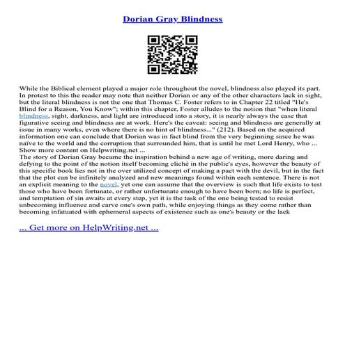 Dorian Gray Blindness | PDF