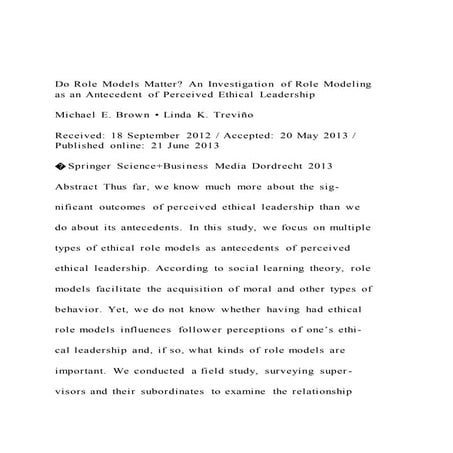 Do Role Models Matter An Investigation of Role Modelingas a | DOCX