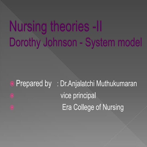 The Behavioral System Model - Dorothy.E.Johnson | PPTX