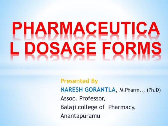 Pharmaceutical Dosage Forms - Classification | PPT
