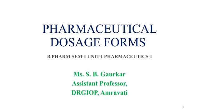 Pharmaceutical Dosage Forms | PDF