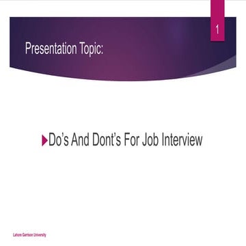 Do's and don't job interview | PPTX