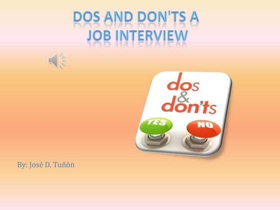 Do's and don'ts of a job interview | PPTX