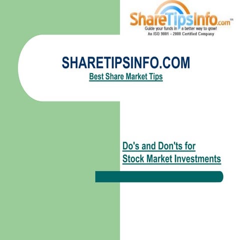 Do's and Don'ts for Stock Market Investments | PPTX