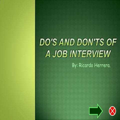 Do's and don'ts of a job interview | PPT