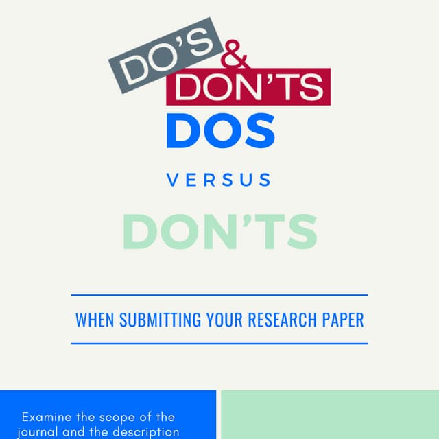 Dos and Don’ts when Submitting your Research Paper | PDF