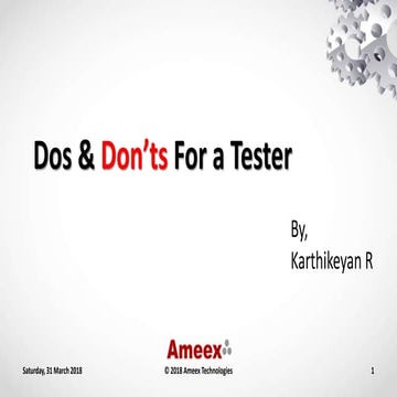 Do's and Don'ts For a Tester | PPT