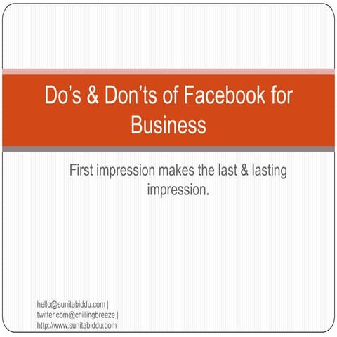 Do’s & Don’ts of Facebook for Business | PPTX