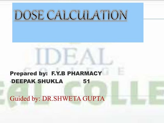 Calculation of Doses | PPTX | Endocrine and Metabolic Diseases ...