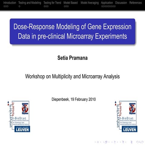 Dose-Response Modeling of Gene Expression Data in pre-clinical Microarray Experiments | PPT