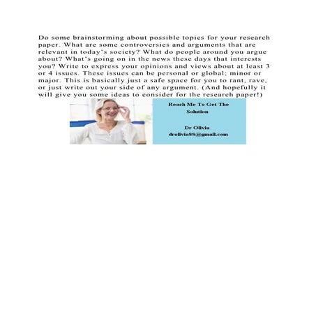 Do some brainstorming about possible topics for your research paper..docx