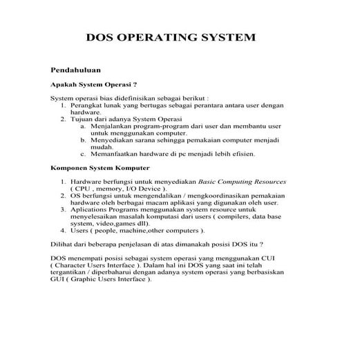 Dos operating system | DOC
