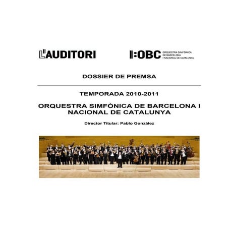 Dossier De Premsa Obc 10 11 | PDF