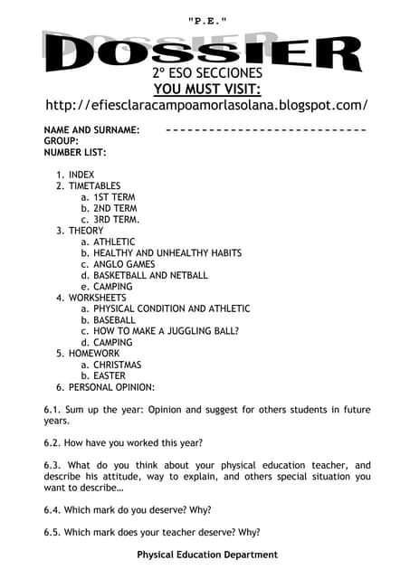 Dossier final de curso 1º ESO Secciones | DOCX