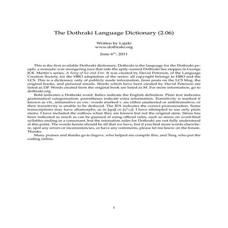 Dothraki | PDF