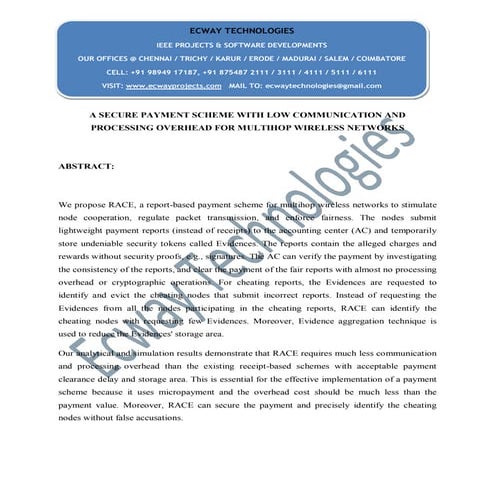 Dotnet a secure payment scheme with low communication and processing overhead for multihop ...