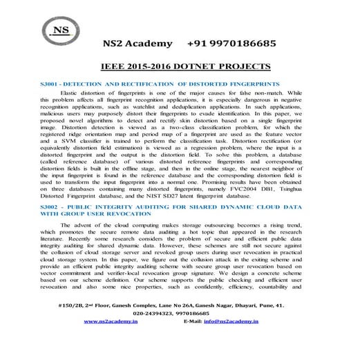 Dotnet 2015 2016 2017 Ieee Project List With Abstract Pdf
