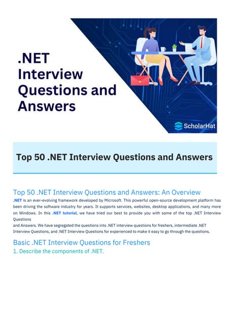 Dot Net Interview Questions Pdf By Scholarhat Pdf