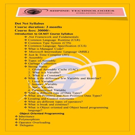 Android Training Syllabus - Course