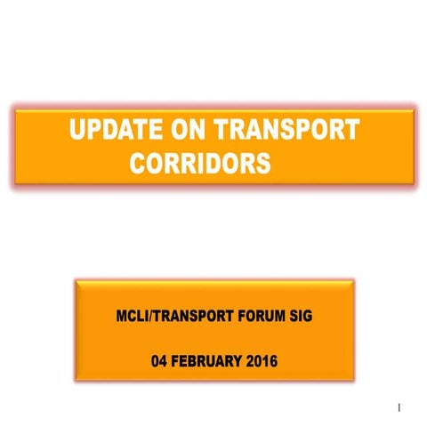 Department of Transport update on transport corridors | PDF