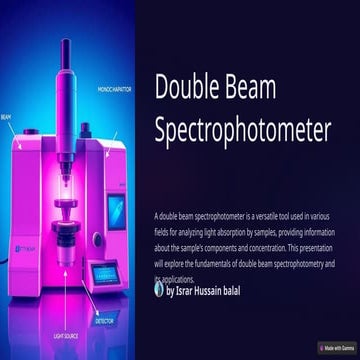 Construction and Working of Double Beam Spectrophotometer | PDF