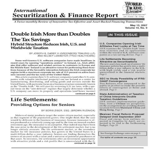 Double Irish Article 2007 - International Securitization Report | PDF