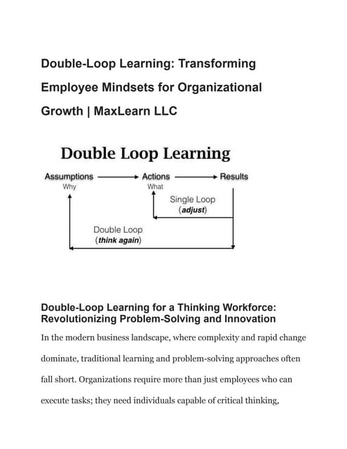 Measuring the Impact of Double-Loop Learning on Organizational ...