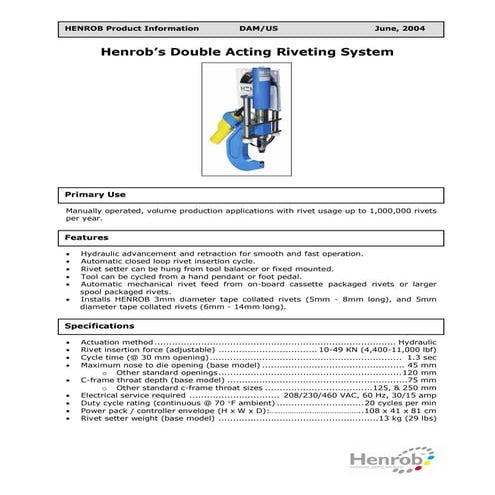 Double Acting Riveting System June 04 | PDF