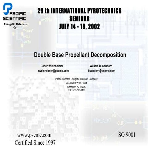 Double Base Propellant Nitrocellulose Decomposition | PPT