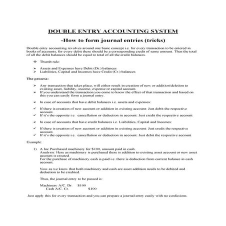 Double Entry Accounting System Pdf