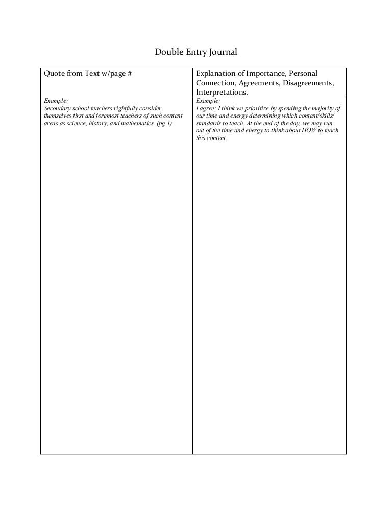 Double Entry Journal