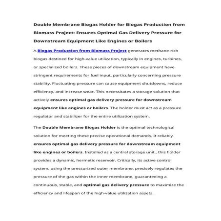 Double Membrane Biogas Holder for Biogas Production from Biomass ...