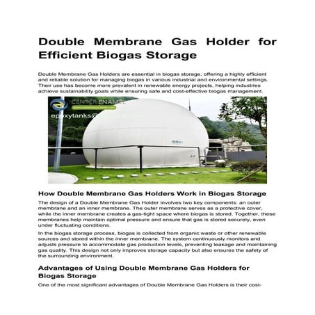 The Benefits of Double Membrane Methane Gas Holders for Sustainable ...