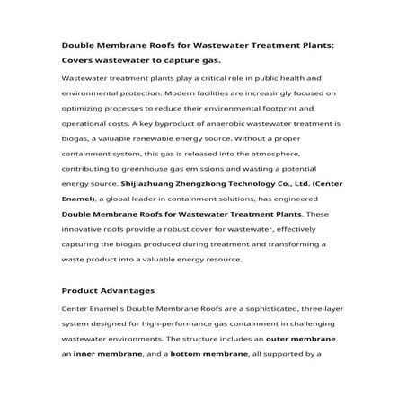 Double Membrane Roofs for Wastewater Treatment Plants Covers wastewater ...