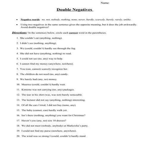 Double negatives 1 | DOC