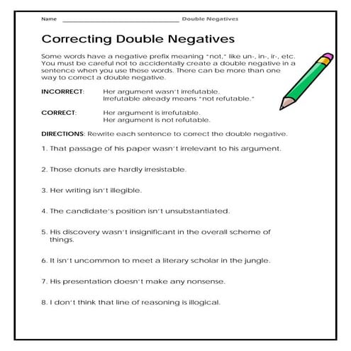 Double negatives 10-student | PDF