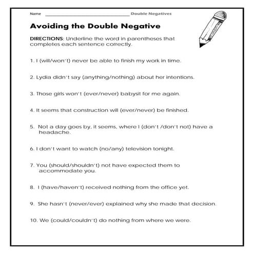 Double negatives 17-student | PDF
