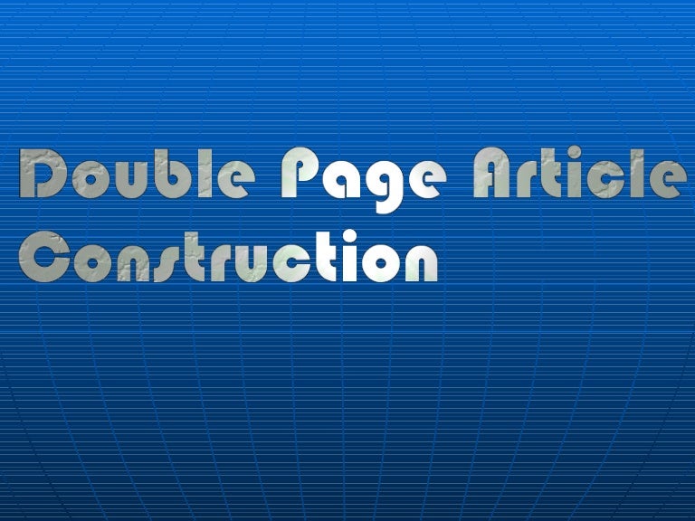 Double Page Article Construction
