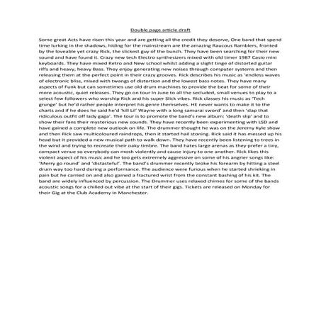 Double page article draft | DOCX | Dance and Electronic Music | Music