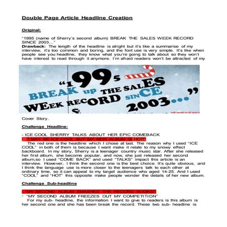 Double page article headline creation (word ) | DOCX