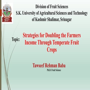 Strategies for Doubling the Farmers Income Through Temperate Fruit ...