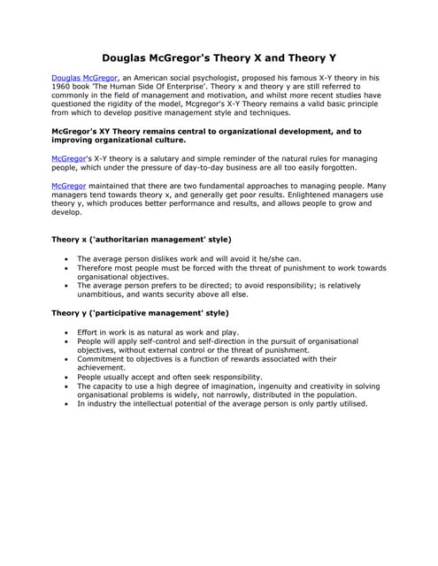 Theory X & Theory Y | PPTX | Business Administration | Business