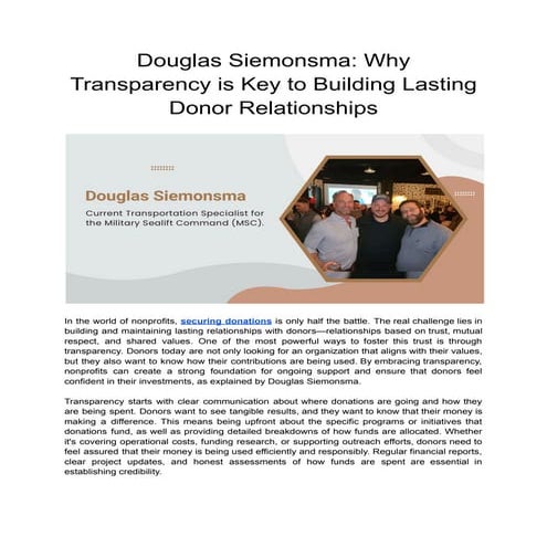 Improving the Effectiveness of Charities Through Transparency | PPTX